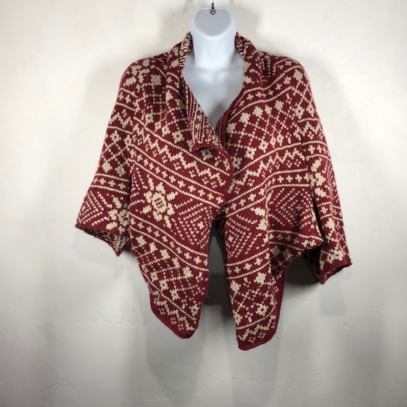 CAbi | Sweaters | Cabi Fair Isle Red And Cream Shrug Size Small | Poshmark